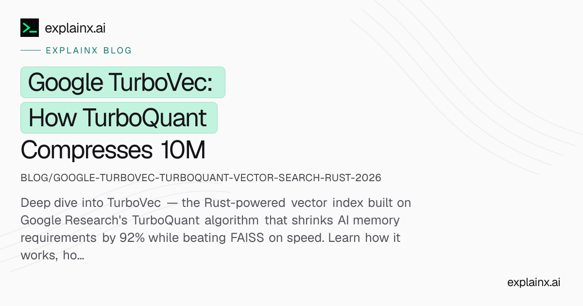 Google TurboVec: Compress 10M Vectors from 31GB to | explainx.ai Blog ...